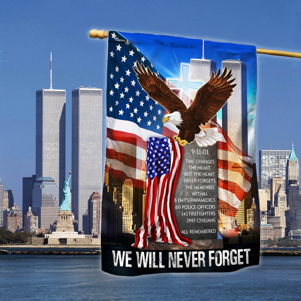 Patriot Day 911 We Will Never Forget Memorial Eagle American Flag – Flagwix