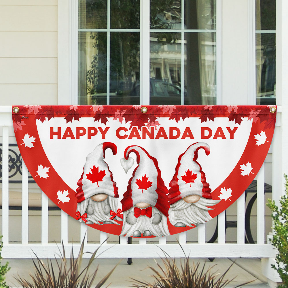 Happy Canada Day Canada Gnomes Non-Pleated Fan Flag MLN3213FL – Flagwix
