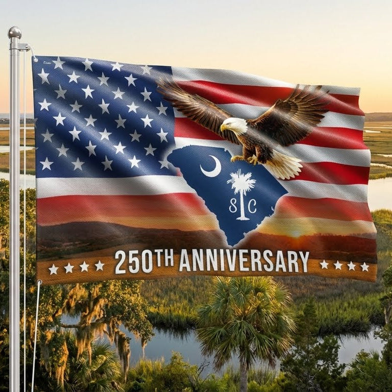 SC 250th Anniversary Flag, South Carolina State USA Eagle Grommet Flag ...