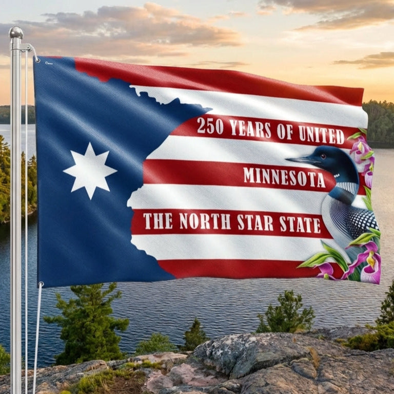 Patriotic Minnesota Flag, America The North Star State 250 Years Gromm ...