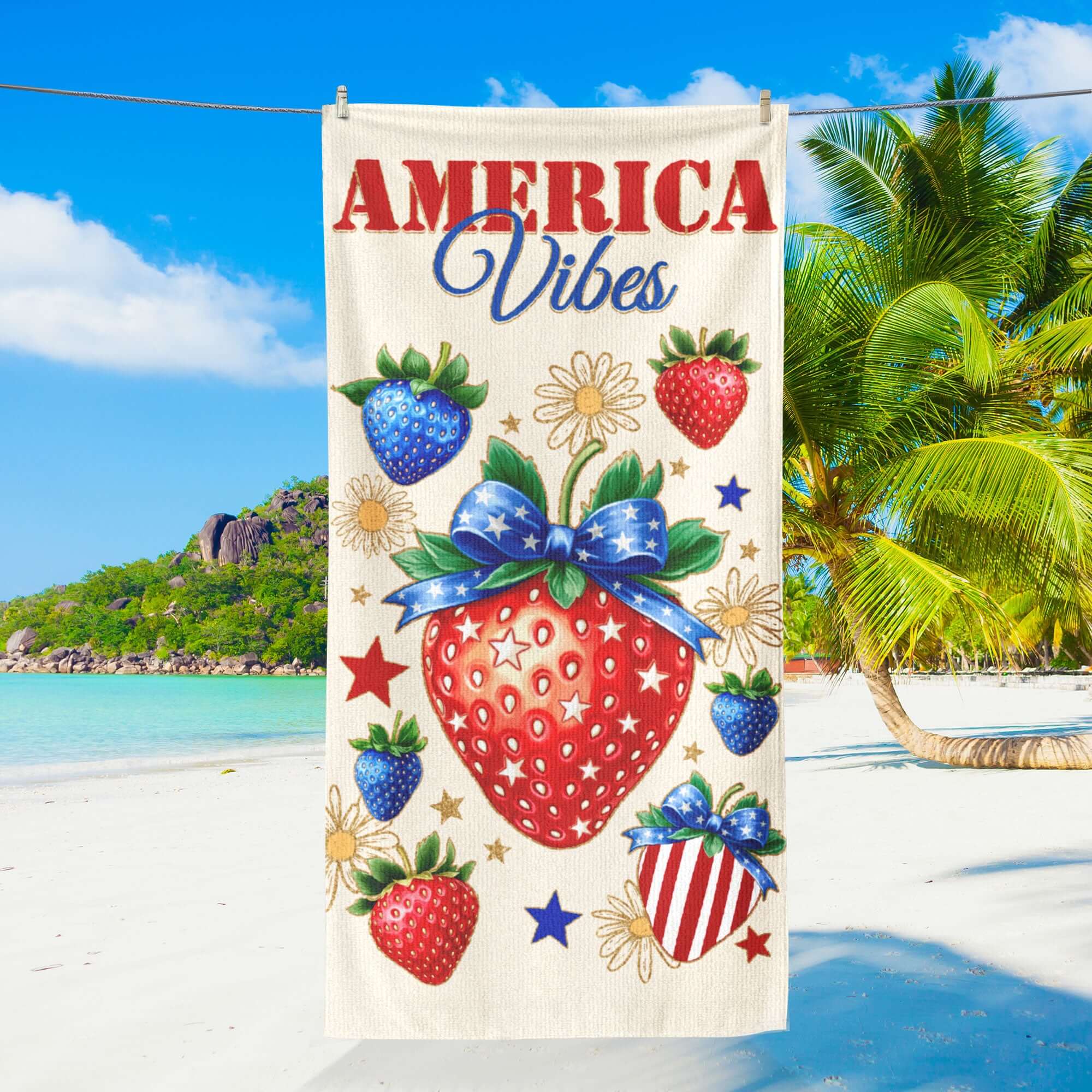 4th of july Strawberry Beach Towel – Flagwix