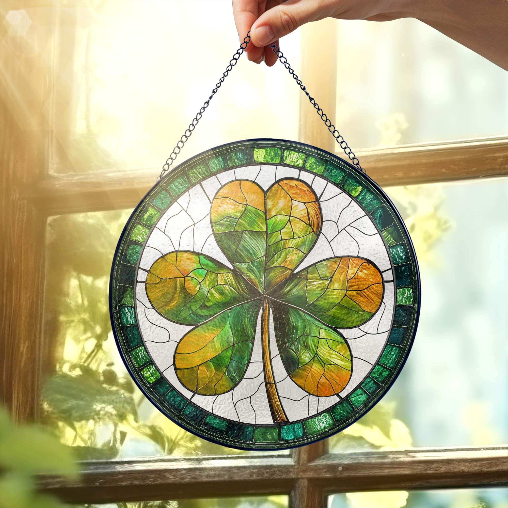 Irish Shamrock St. Patrick's Day Stained Glass Suncatcher TPT2547SS ...