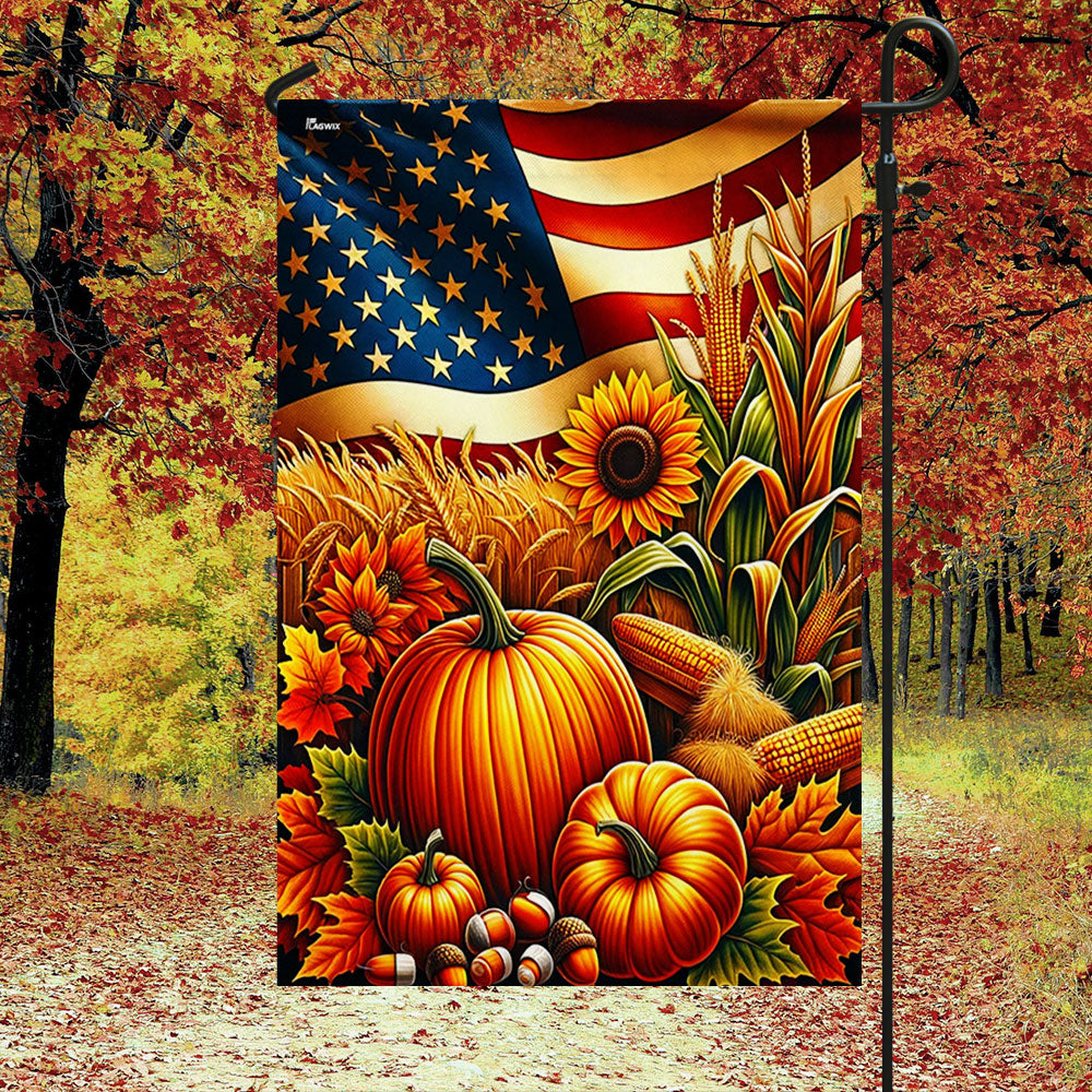Fall Thanksgiving Pumpkins Harvest American Flag – Flagwix