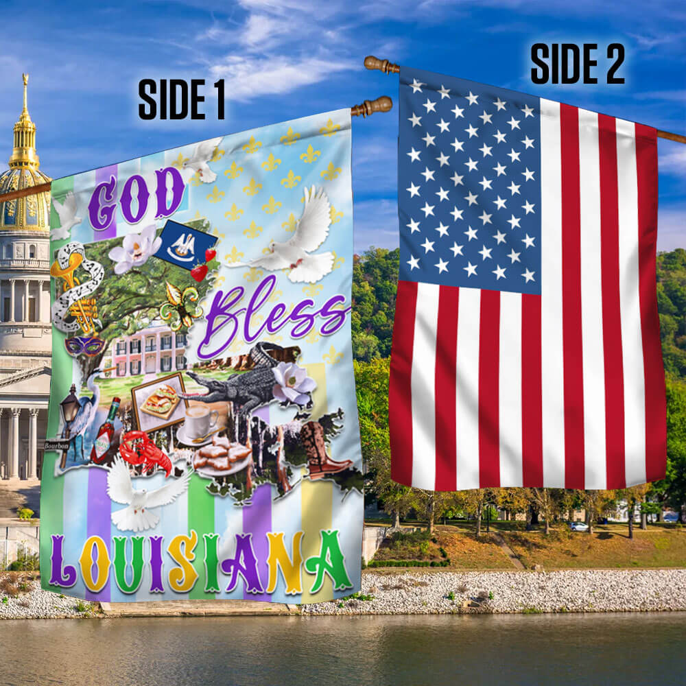Louisiana Flag God Bless Louisiana Two-Sided Flag – Flagwix