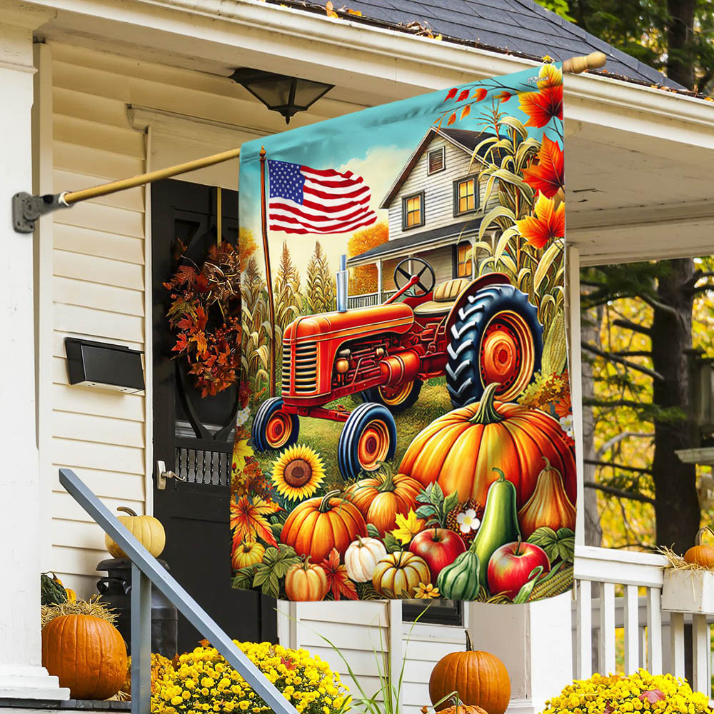 Fall Pumpkin Farm Tractor Flag – Flagwix