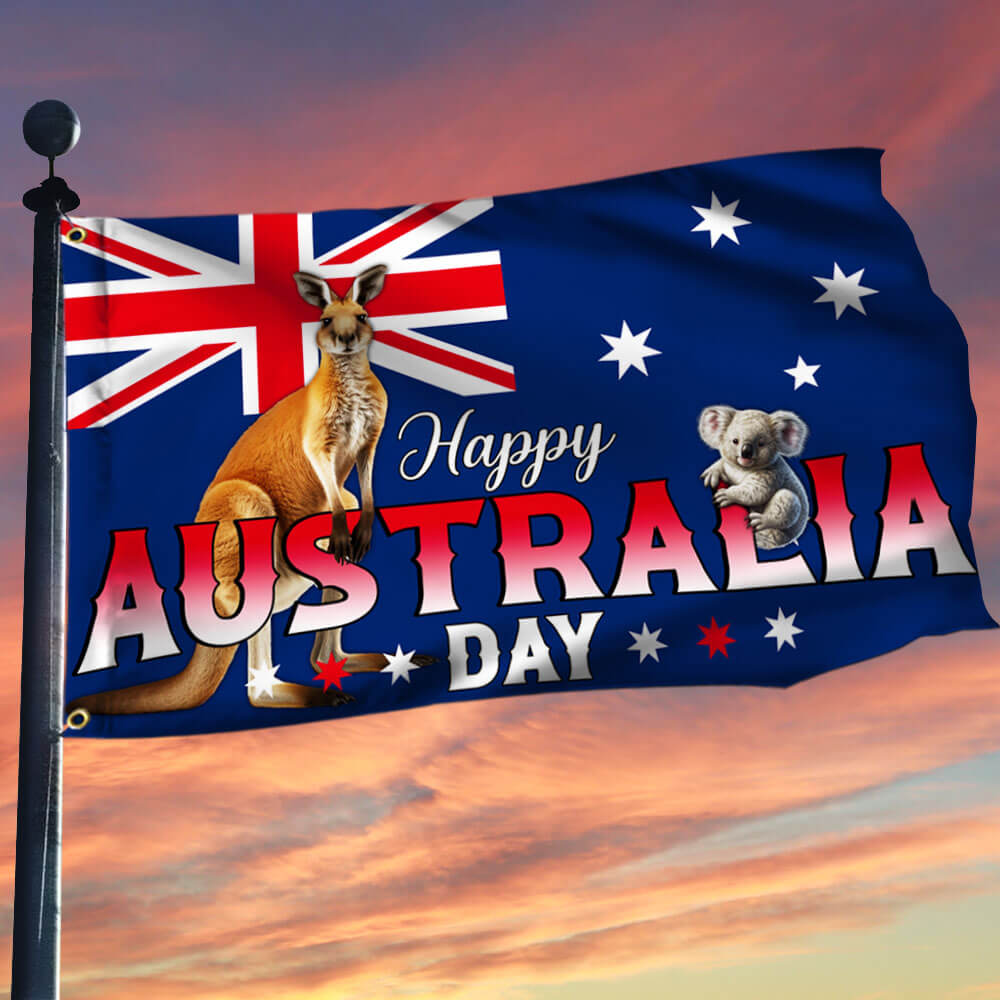 Happy Australia Day Kangaroo And Koala Grommet Flag TQN2322GF – Flagwix