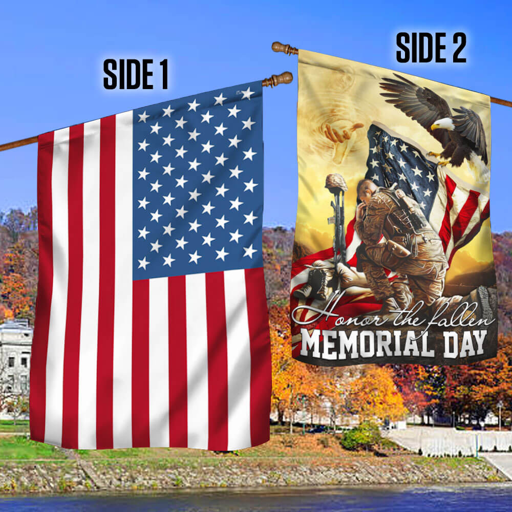Memorial Day. Remember and Honor Veteran American Eagle Two-Sided Flag ...
