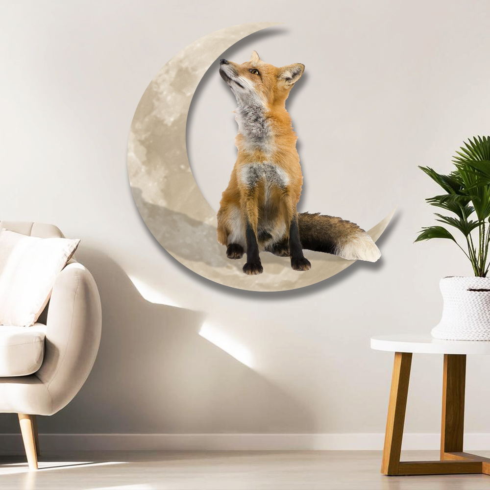 Fox On The Moon Hanging Metal Sign QNK1005MSv21 – Flagwix