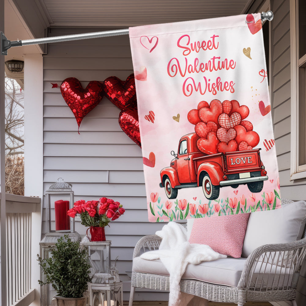 Sweet Valentine Wishes Happy Valentine's Day Flag VTM943F – Flagwix