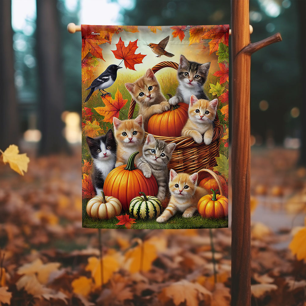Cat Fall Pumpkins Flag – Flagwix