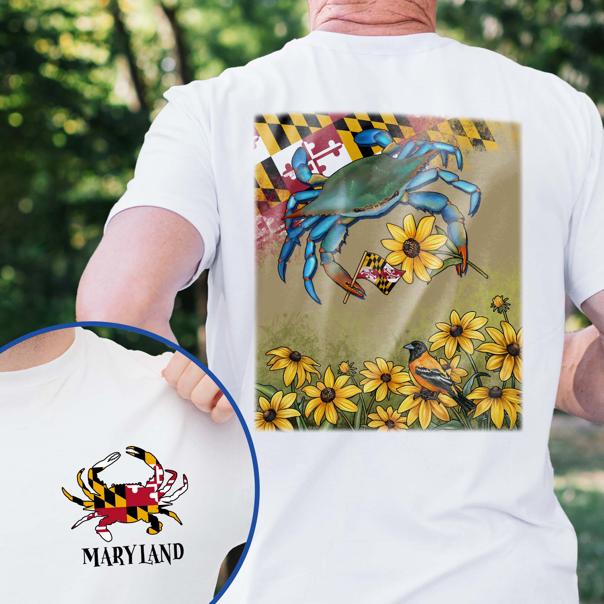 Maryland State Crab and Black-eyed Susan Flower, Maryland T-Shirt – Flagwix
