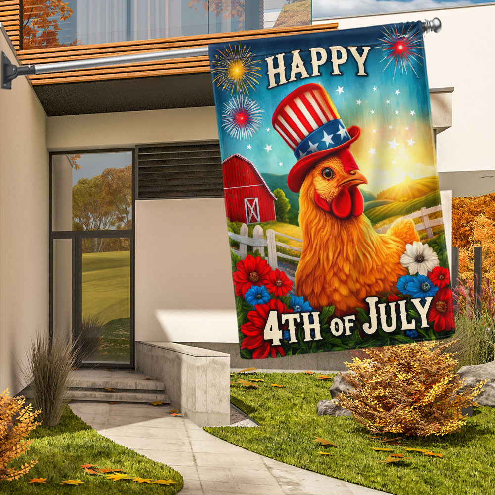 Patriotic Chicken Hen 4th Of july Flag, Farm Flag – Flagwix