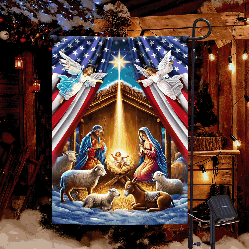 Nativity Of Jesus Holy Night Christmas Solar LED Garden Flag – Flagwix