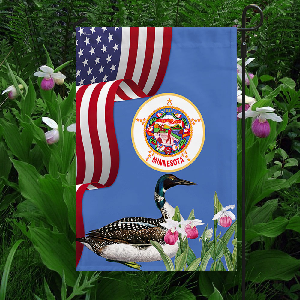 Minnesota State Lady's Slipper Flower and Loon Flag MLN1141Fv42 3-Day ...