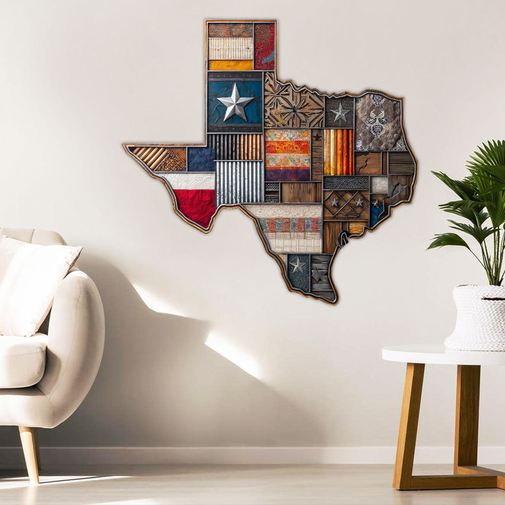 Texas Map Patterns Hanging Metal Sign – Flagwix