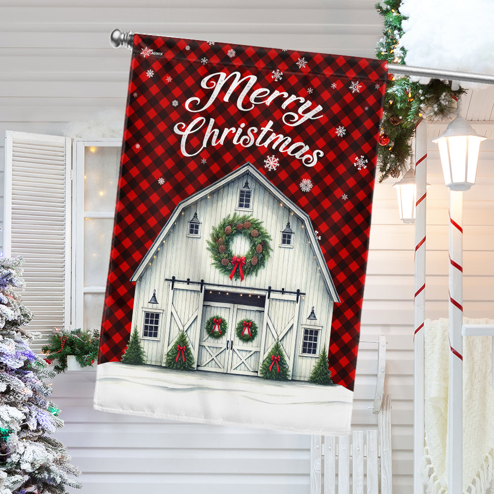 Christmas Barn Country Farm Flag - Rustic Holiday Gift & Home Décor ...