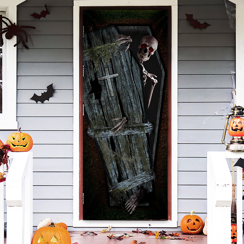 Halloween Door Cover Scary Skeleton Coffin – Flagwix