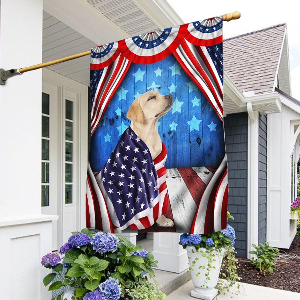 Flagwix American Flag - Happy 4th Of july. Patriotic Dog Yellow Labrad