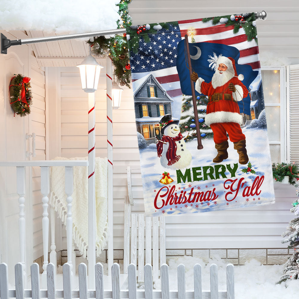 Santa Claus Merry Christmas Y'all American South Carolina Flag TPT1305 ...