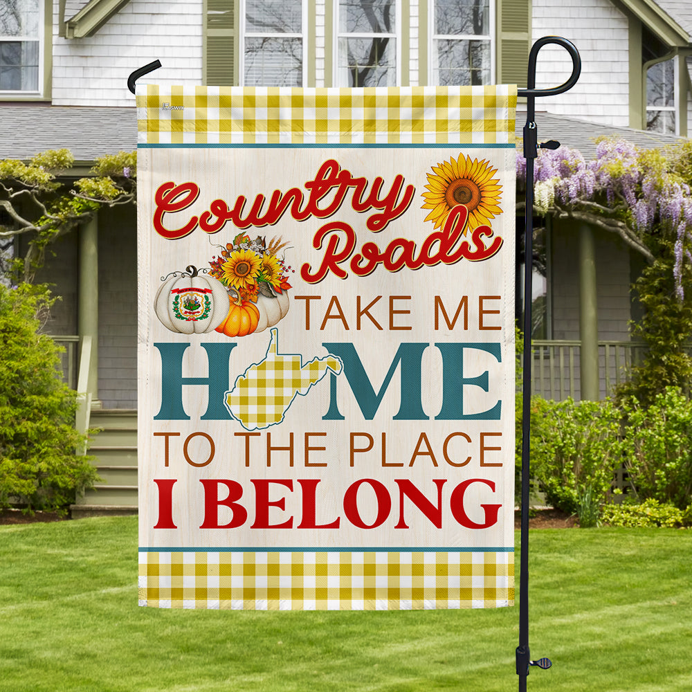 West Virginia Thanksgiving Fall Flag Country Roads Take Me Home To The ...