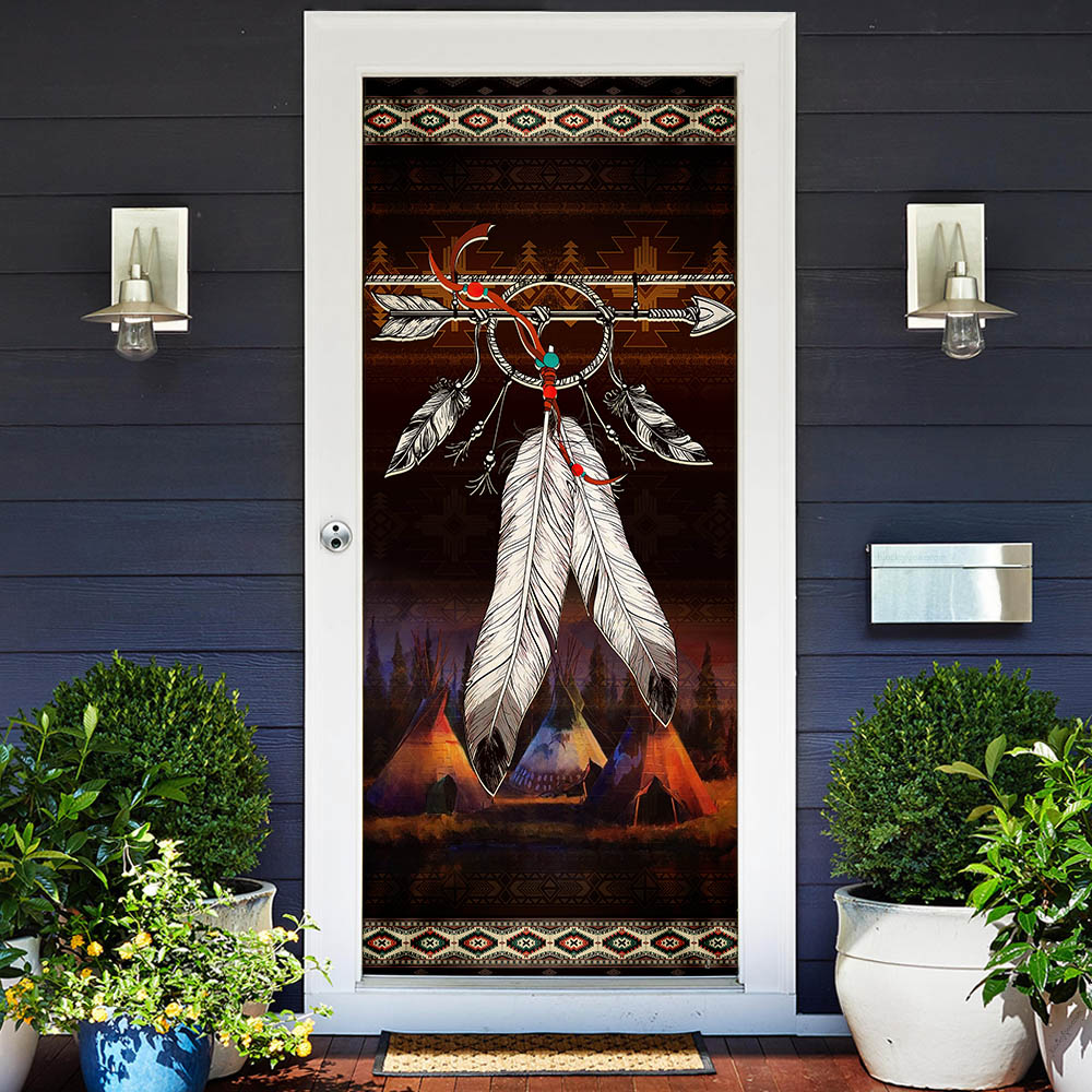 Native Feather, Color Feather Native American Dream Door Cover – Flagwix