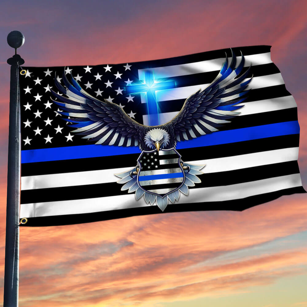 The Thin Blue Line. Police. Law Enforcement American Eagle Flag – Flagwix