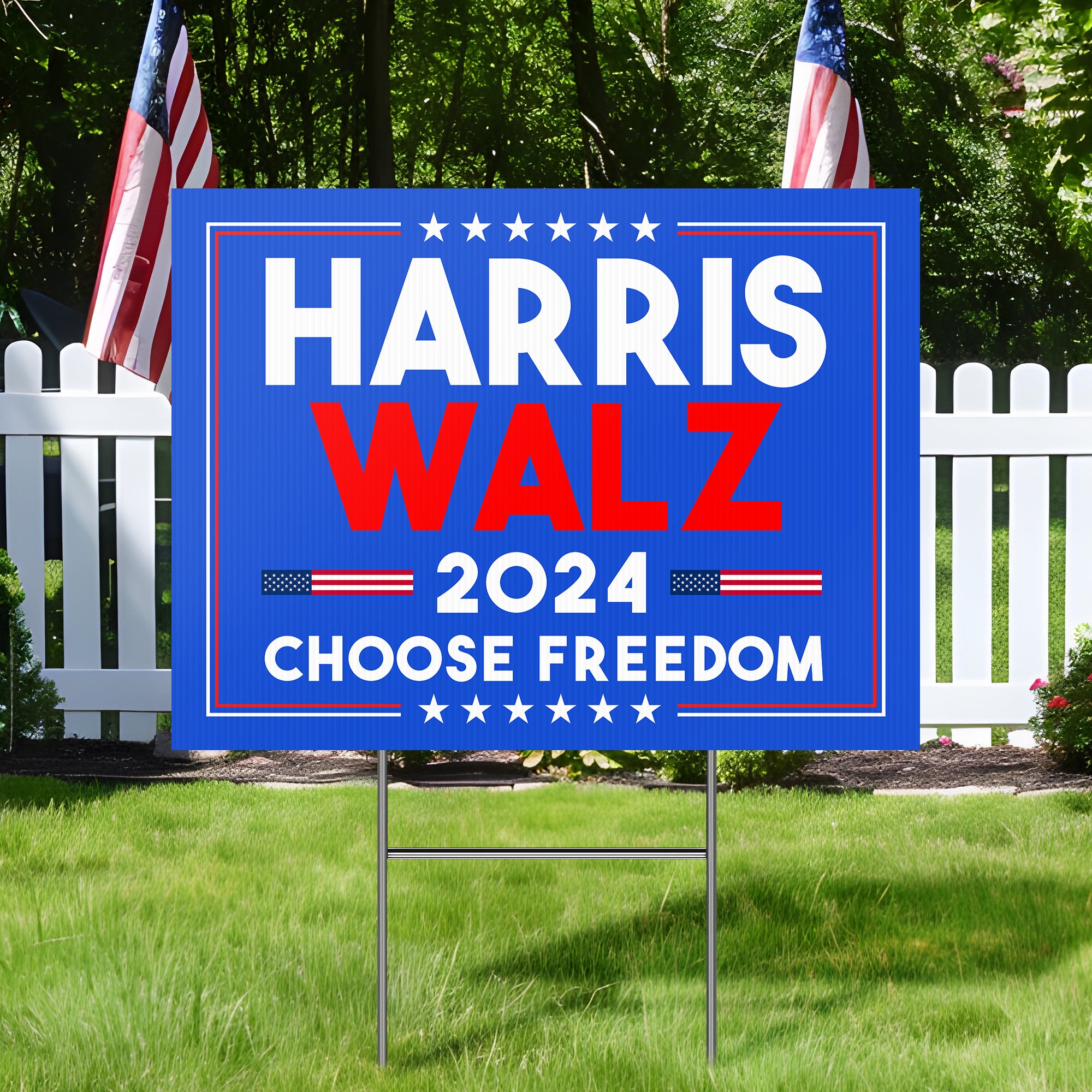 Harris Walz 2024 Choose Freedom Kamala Harris Tim Walz Yard Sign – Flagwix
