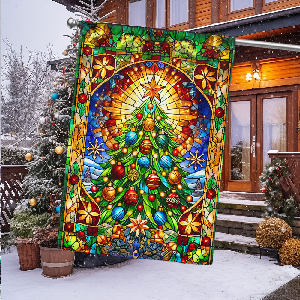 Stained Glass Christmas Tree Flag MLN4228F – Flagwix