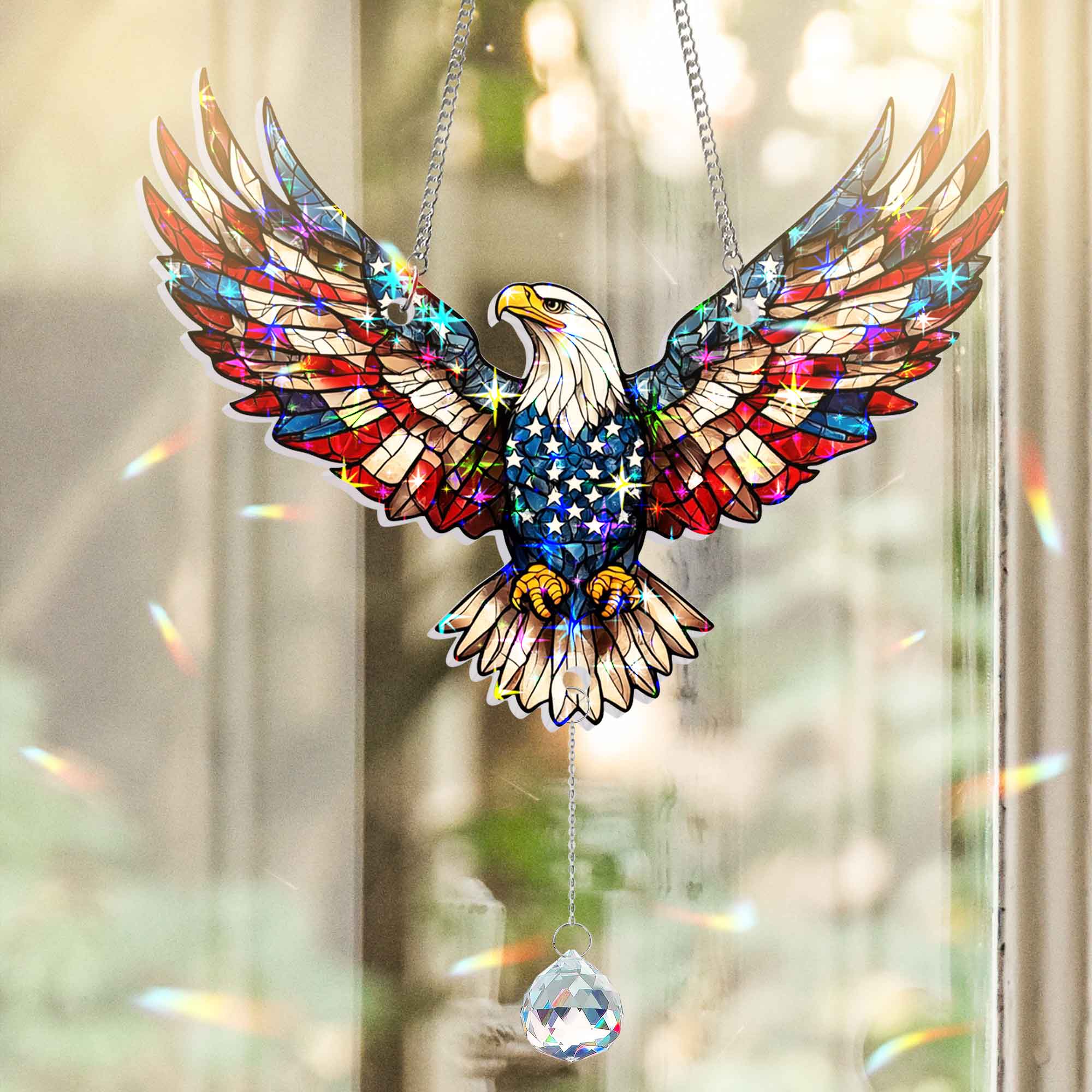 Patriotic Eagle Hologram Window Hanging – Flagwix