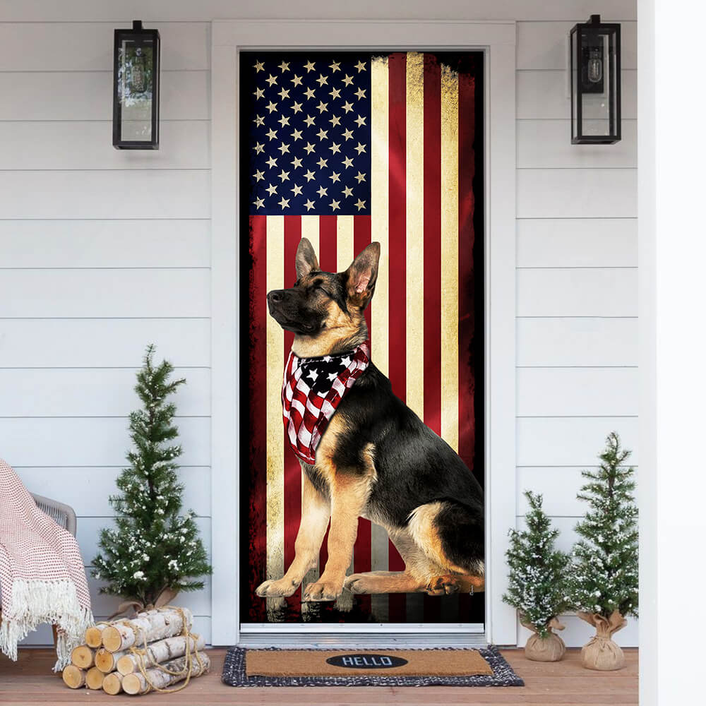 Beautiful German Shepherd Wrapped in Glory Door Cover – Flagwix
