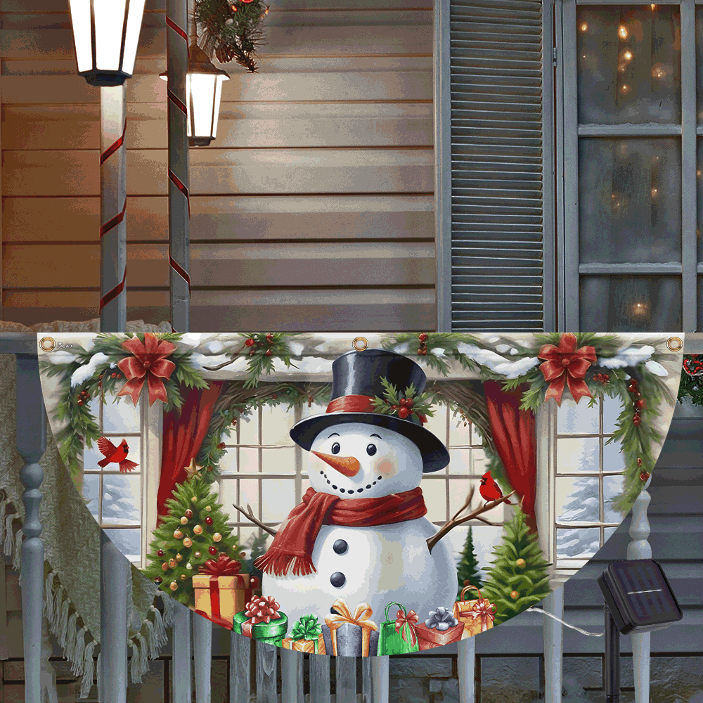 Snowman Merry Christmas Solar Led Fan Flag – Flagwix