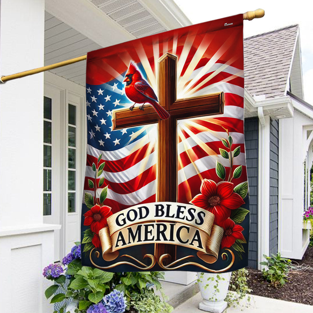 Cardinal Christian Cross God Bless America Flag – Flagwix