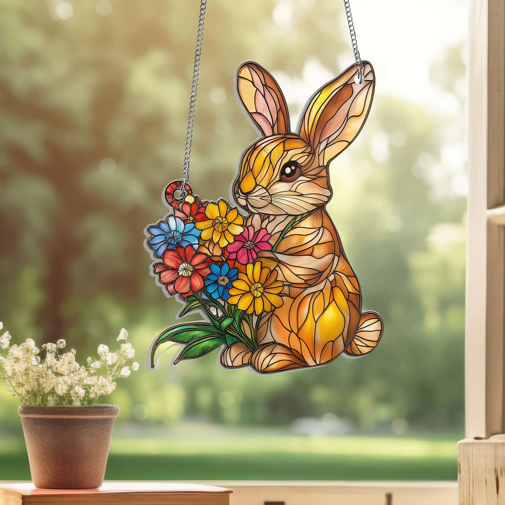 Easter Bunny Rabbit Suncatcher Acrylic Window Hanging MLN4740HVN – Flagwix