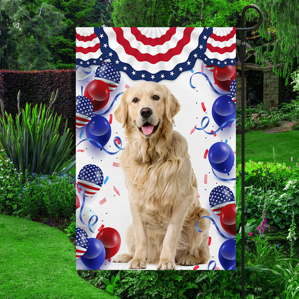 Flagwix American Flag - Patriotic Golden Retriever Dog 4th Of july Ind