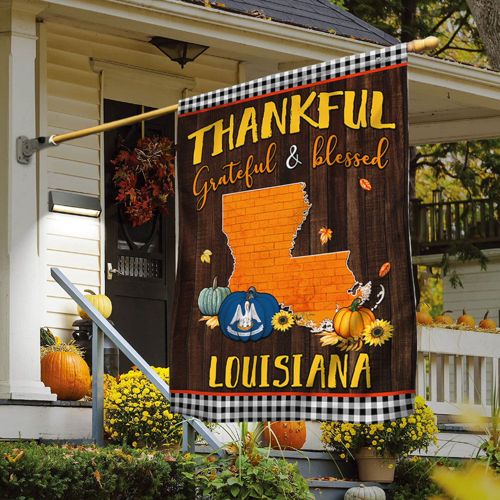Louisiana Fall Flag Thankful Grateful and Blessed, Louisiana home and ...