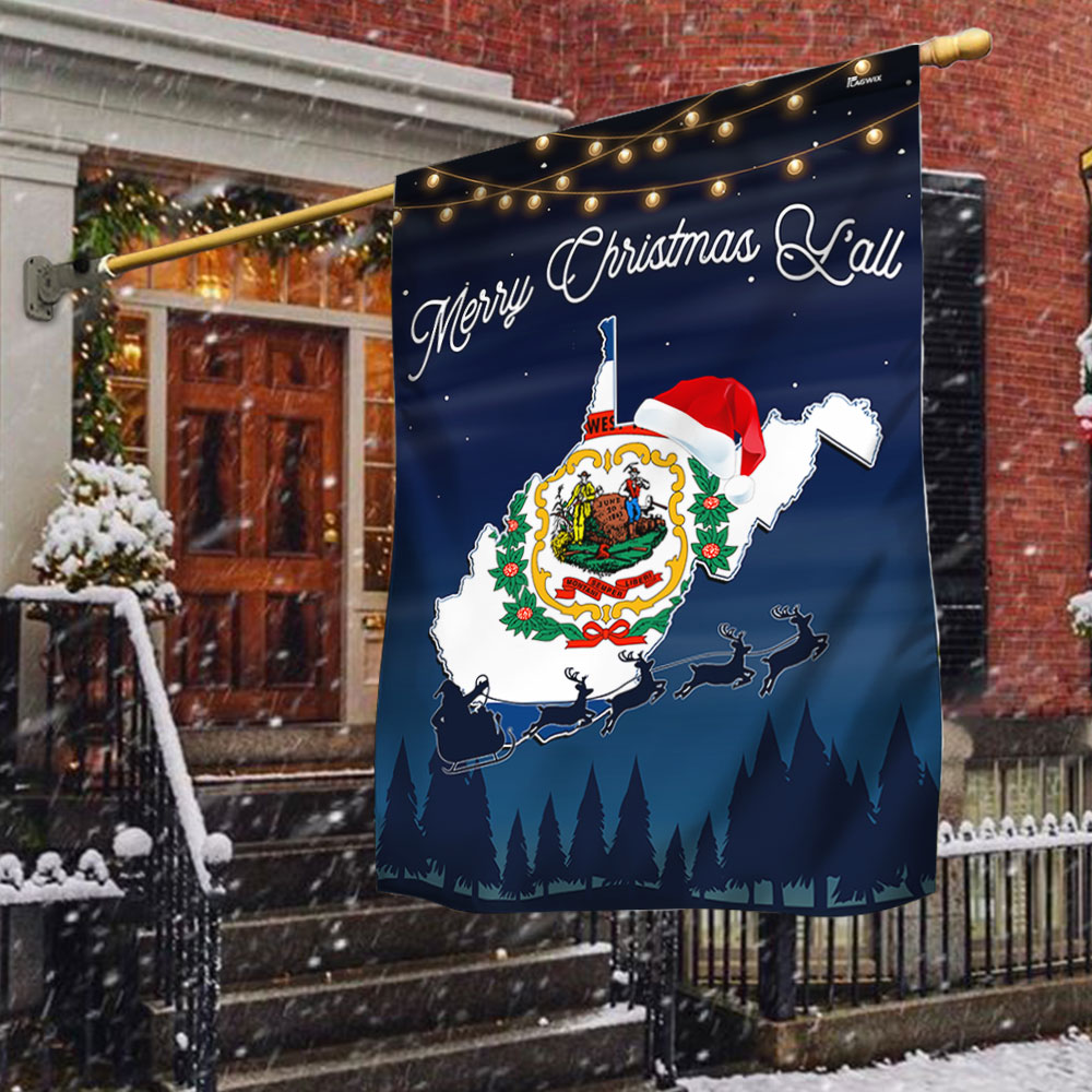West Virginia State Merry Christmas Y'all Flag TQN1778Fv2 – Flagwix