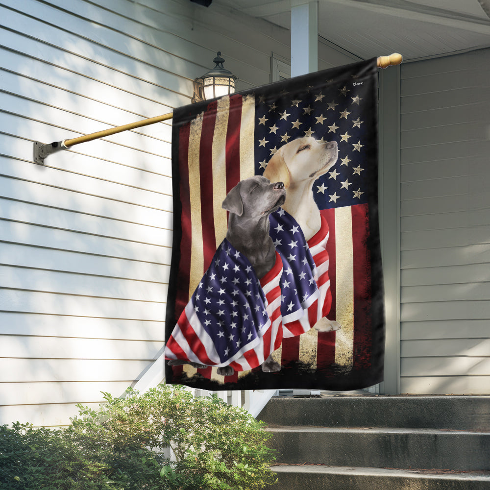 Flagwix American Flag - Patriotic Yellow Labrador and Silver Labrador