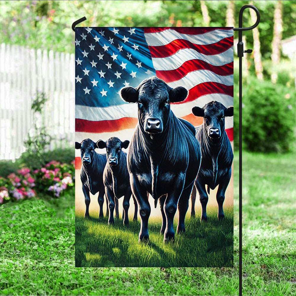 Black Angus Cattle American Flag, Farm Flag – Flagwix