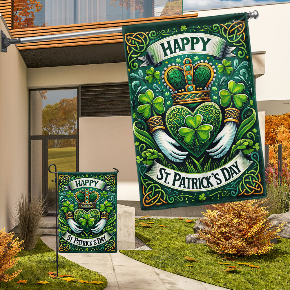 FLAGWIX St. Patrick's Day Claddagh Symbol and Shamrocks Flag – Flagwix