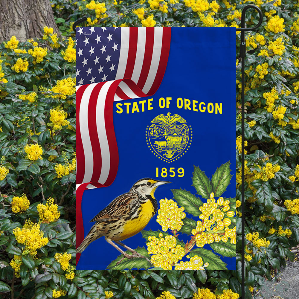 Oregon State Meadowlark Bird and Oregon Grape Flower Flag MLN1141Fv35 ...