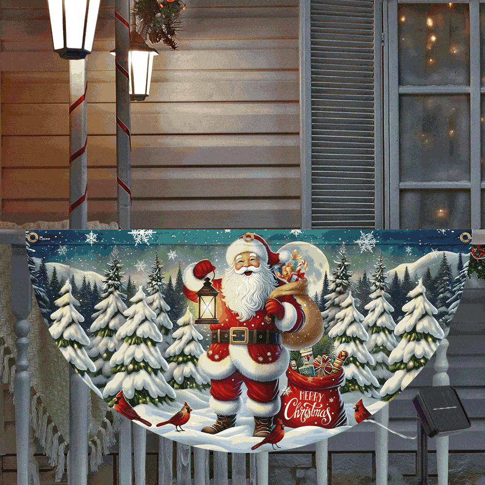 Merry Christmas Santa Claus Christmas Solar LED Fan Flag – Flagwix