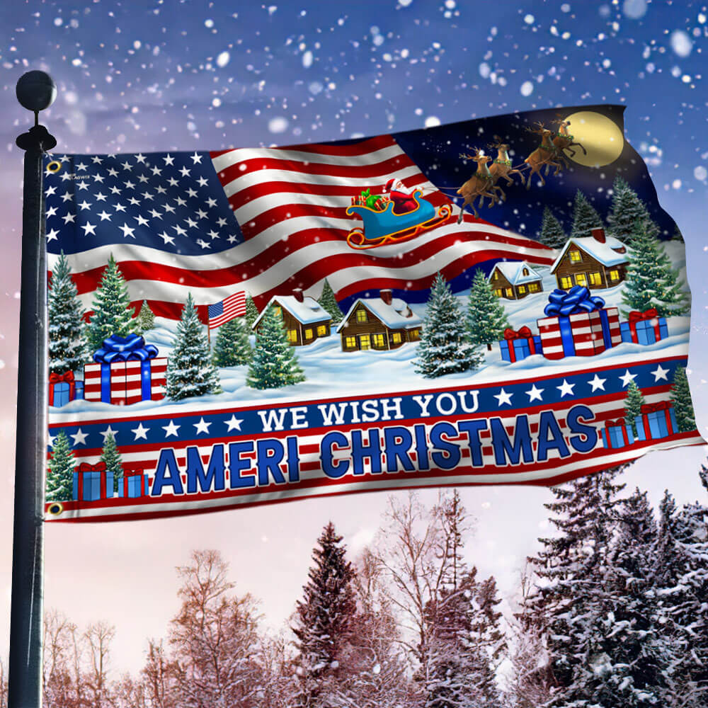 Santa Claus We Wish You Ameri Christmas Flag TPT2436GF – Flagwix
