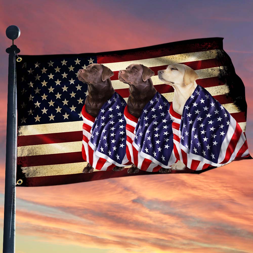 Chocolate Labrador and Yellow Labrador Patriotic American Flag – Flagwix