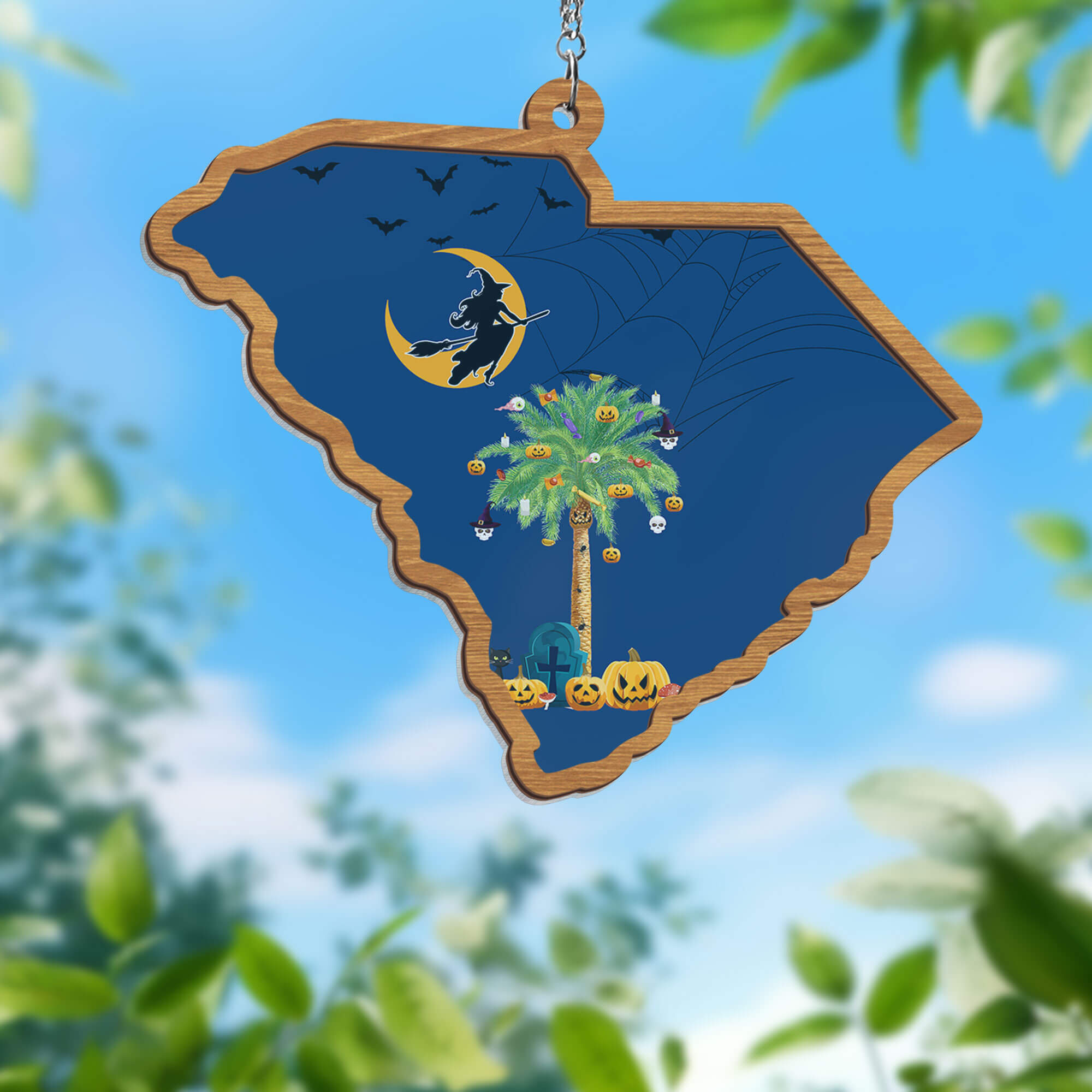 South Carolina Halloween 2 Layered Hanging Suncatcher MLN3828WH – Flagwix