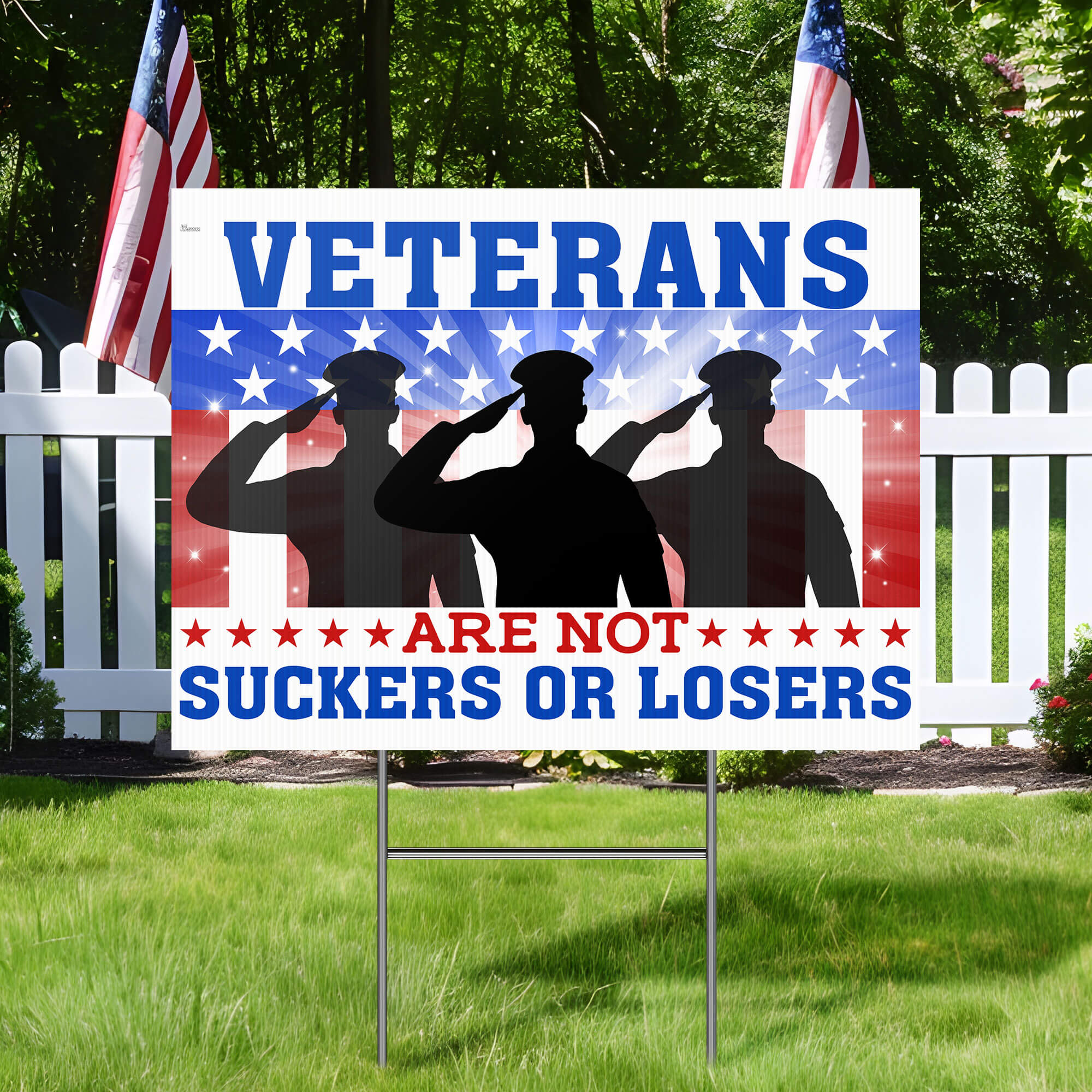 Biden Harris 2024 Yard Sign Veterans Are Not Suckers Or Losers Kamala ...