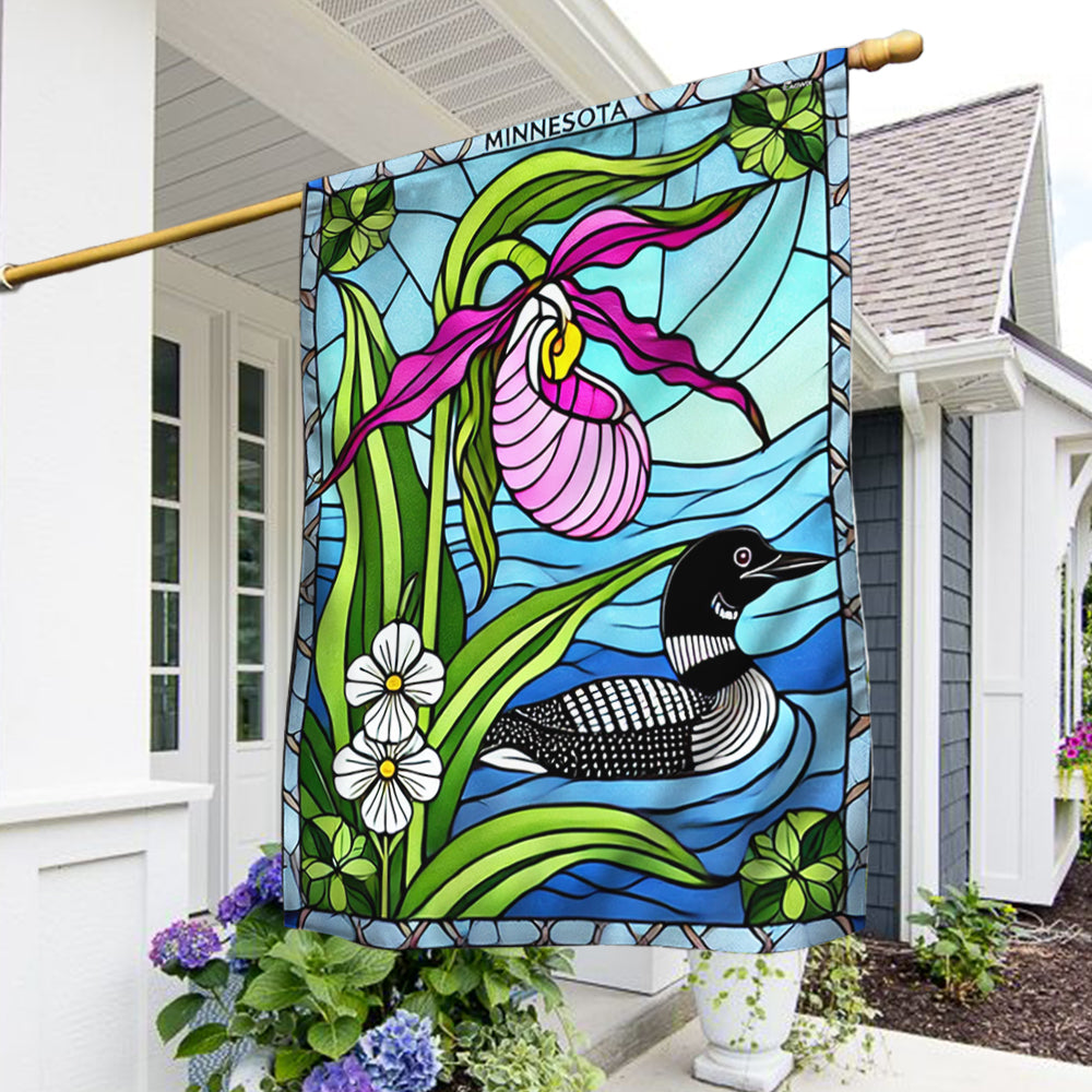 Minnesota State Lady's Slipper Flower and Loon Flag – Flagwix