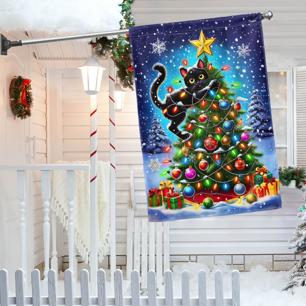 Funny Black Cat Christmas Tree Flag TQN4033F – Flagwix