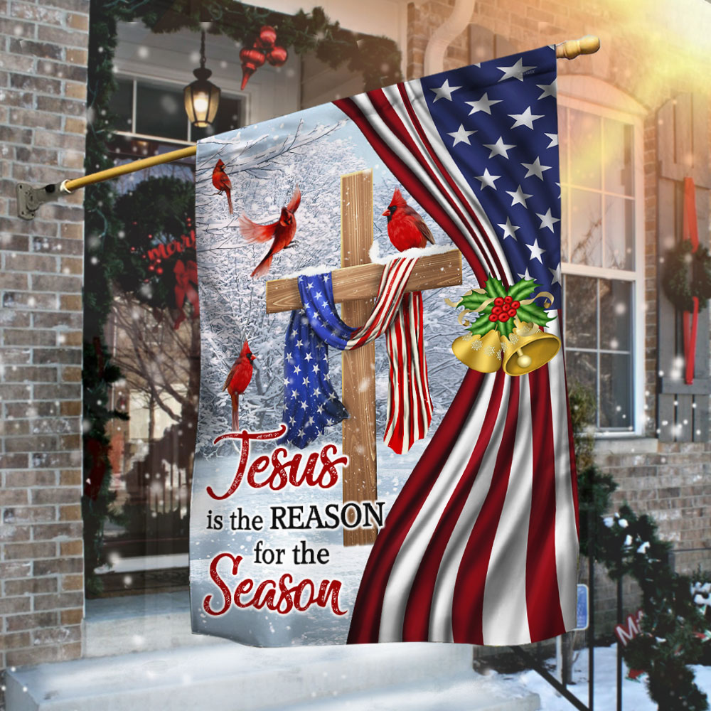 Jesus Christ Cross Flag Jesus is The Reason for Season Christmas Flag ...