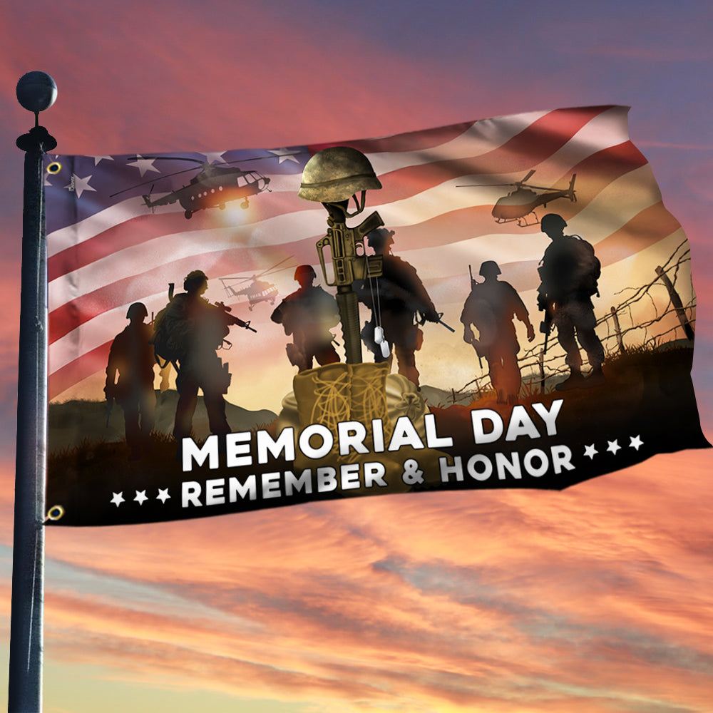 Memorial Day Flag Remember And Honor Veterans Grommet Flag – Flagwix