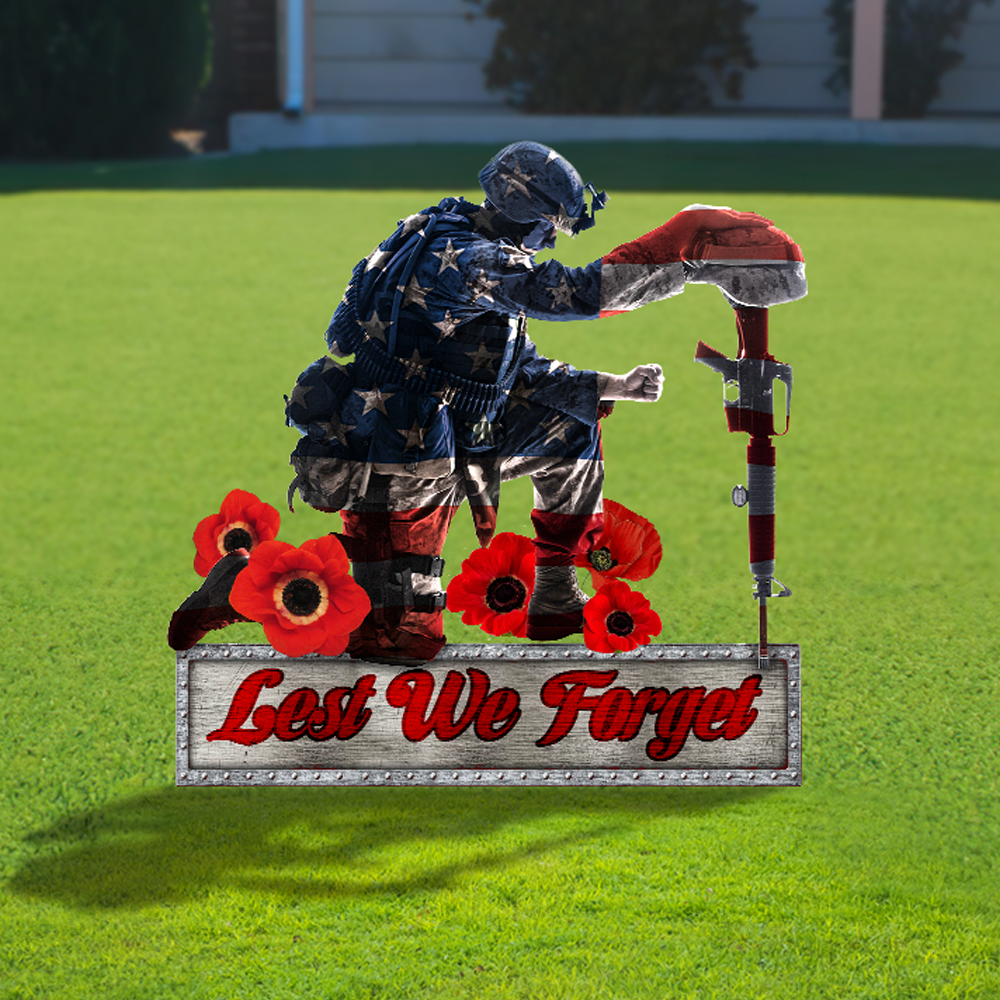 Remembrance Day Garden Metal Sign Lest We Forget QNK863MS – Flagwix